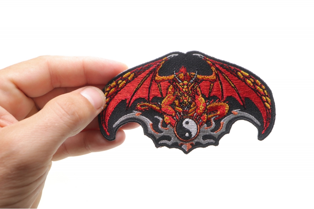 Red Dragon Patch With Yin Yang | Embroidered Patches