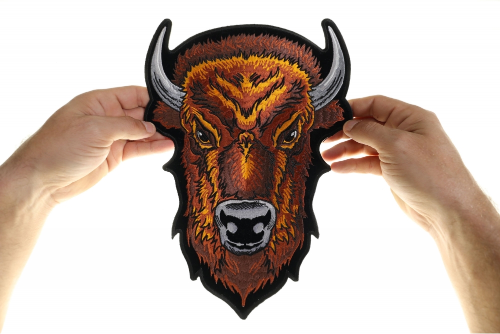 Large Brown Buffalo Head Patch | Embroidered Patches