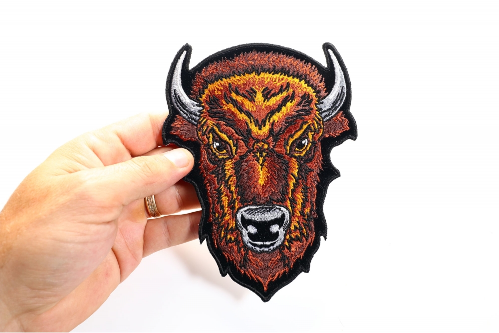 Medium Brown Buffalo Head Patch | Wild Animal Patches -TheCheapPlace