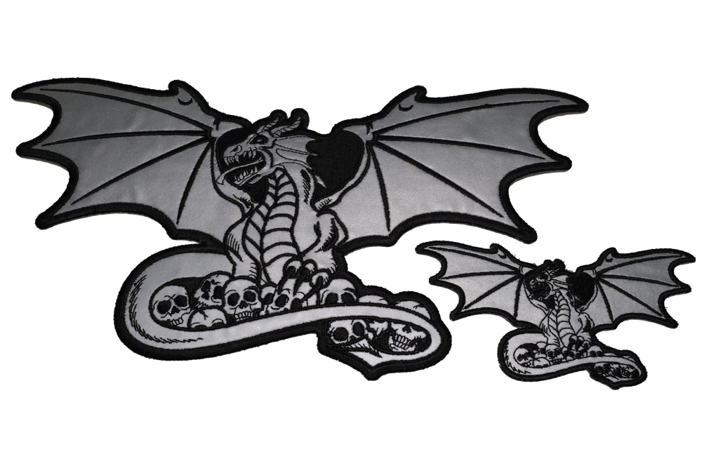Set of 2 Small and Large Reflective Dragon Patches - TheCheapPlace