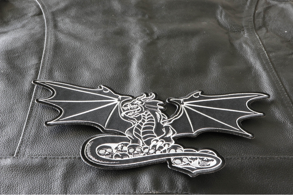 Black Dragon Skulls Embroidered Iron on Patch - TheCheapPlace