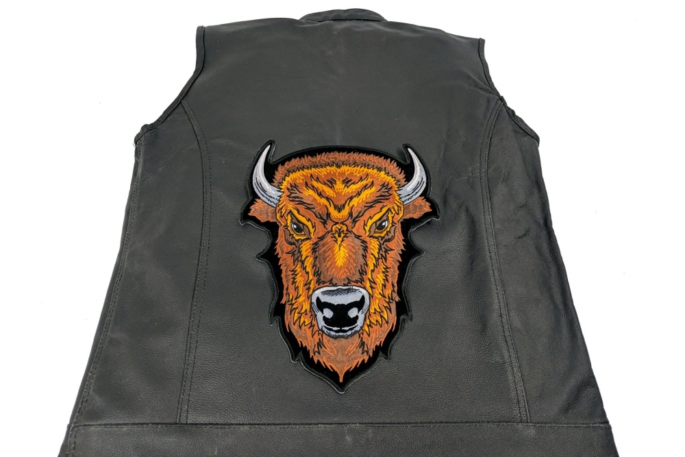 Large Brown Buffalo Head Patch | Embroidered Patches