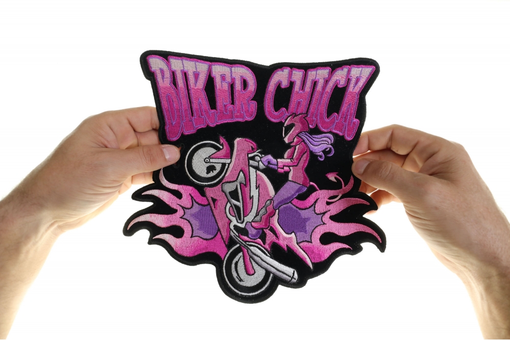Biker Chick Wheeley Girl Large Ladies Back Patch