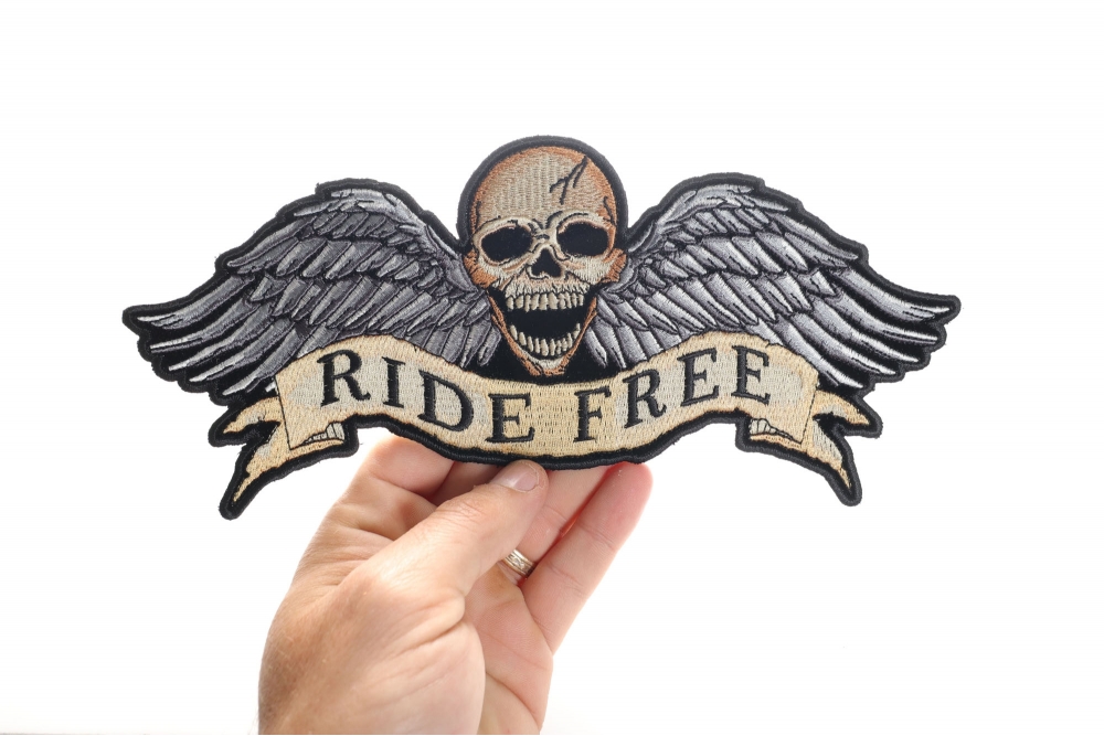 Ride Free Skull With Wings Patch Large
