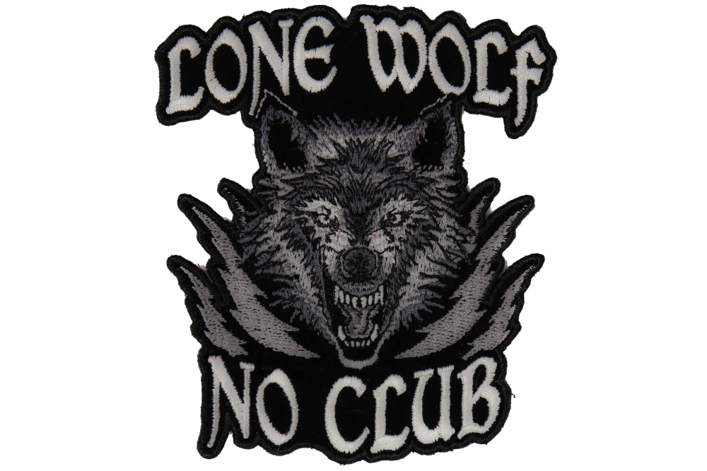 Lone Wolf No Club Small Biker Patch - TheCheapPlace