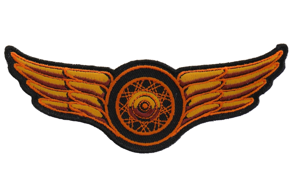 Winged Wheel Small Orange Patch | Biker Patches -TheCheapPlace