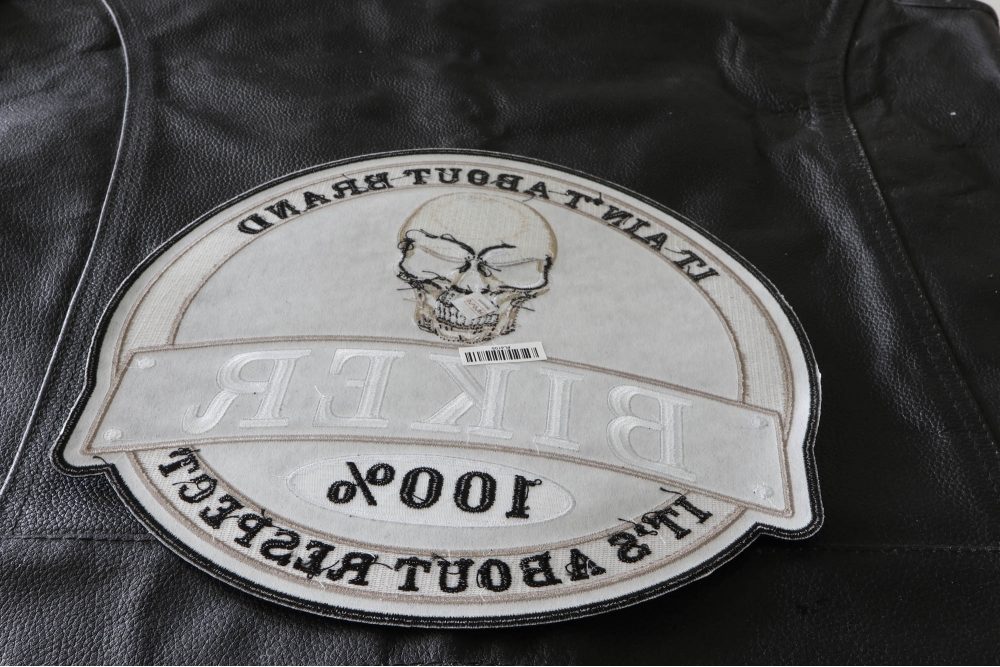 100% Biker Skull Embroidered Iron on Patch - TheCheapPlace