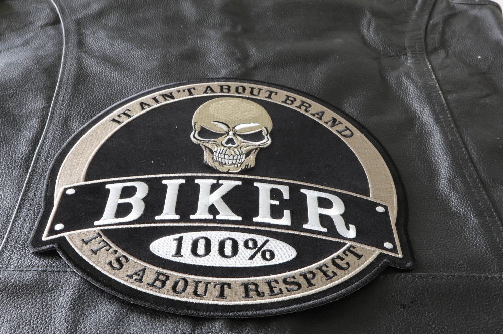 100% Biker Skull Embroidered Iron on Patch - TheCheapPlace