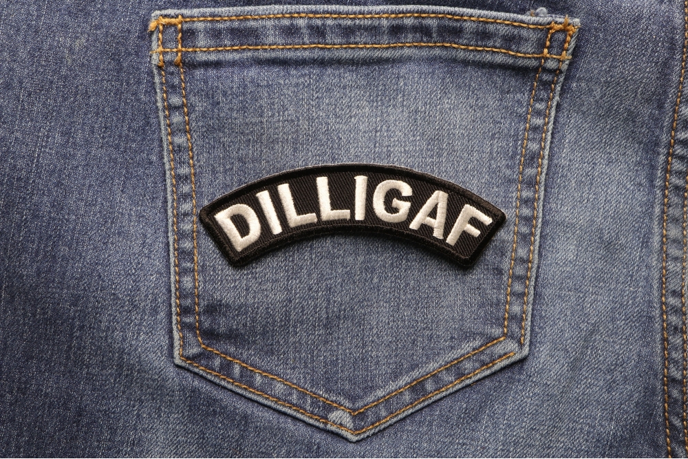 Dilligaf Black White Small Rocker Biker Patch | Naughty Patches ...