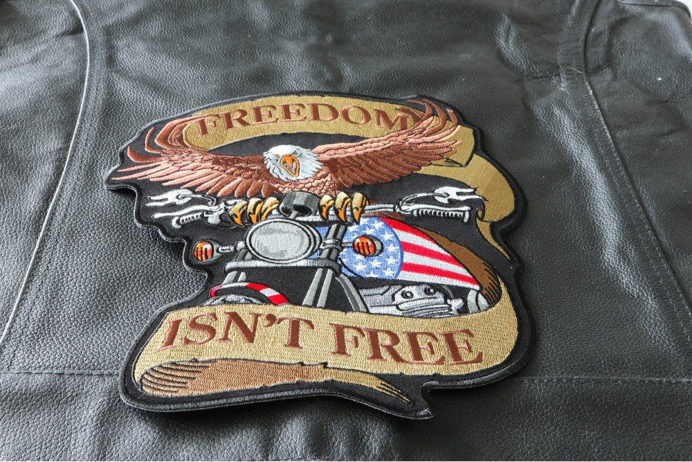 Freedom Isn't Free Biker Eagle Patriotic Large Back Patch | Biker Patches -TheCheapPlace