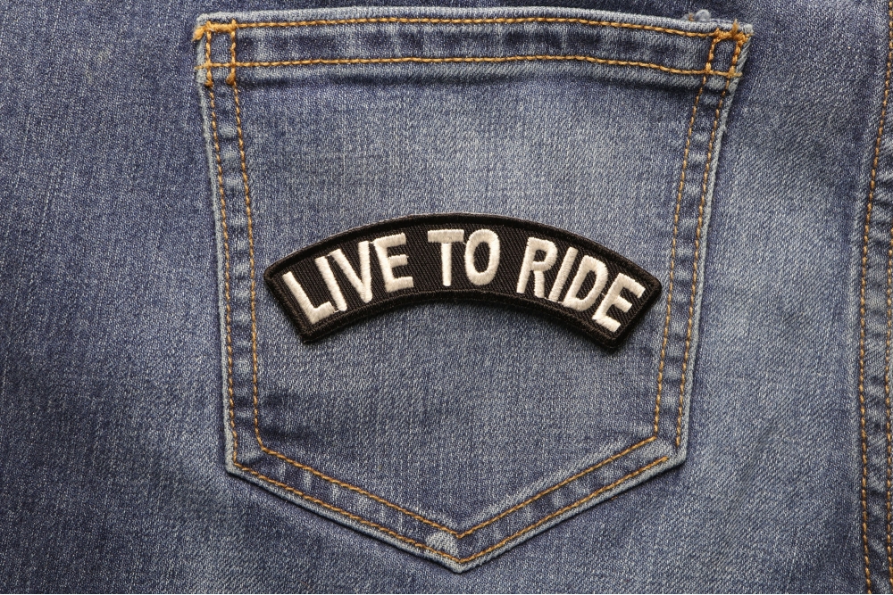 Live To Ride Small White Rocker Patch | Biker Patches -TheCheapPlace