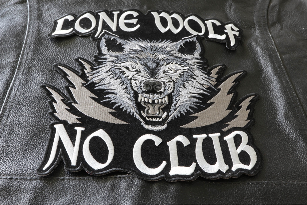 Lone Wolf No Club Large Biker Back Patch - TheCheapPlace