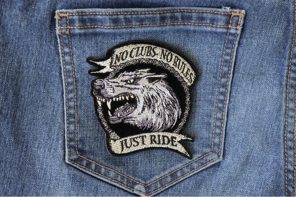 No Clubs No Rules Just Ride Wolf Biker Patch - TheCheapPlace