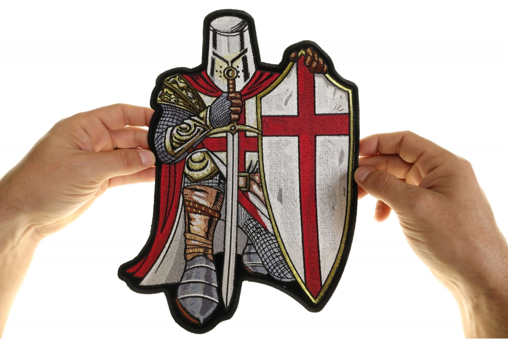 White and Red Crusader Knight Large Christian Back Patch | Christian ...