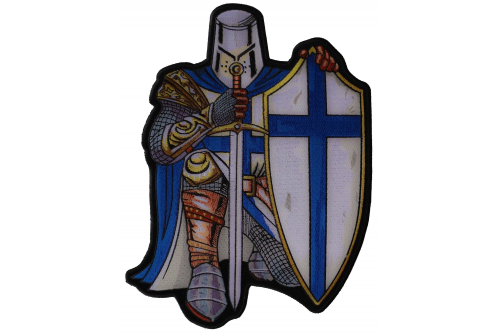 Blue Crusader Knight Large Back Patch | Christian Patches -TheCheapPlace