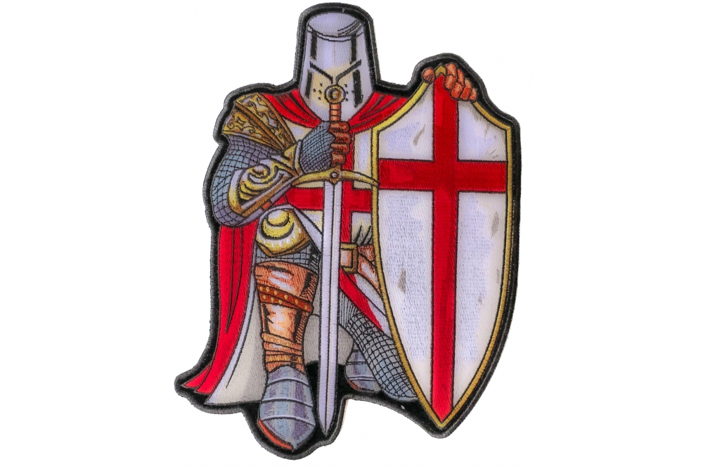 White and Red Crusader Knight Large Christian Back Patch | Christian ...
