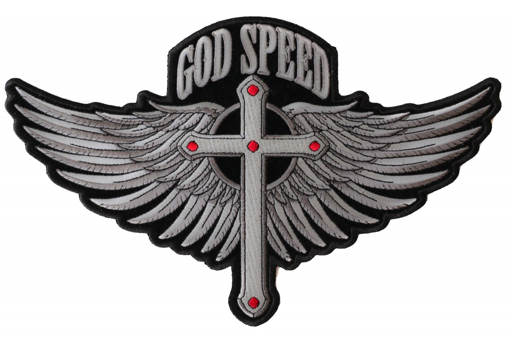 God Speed With Cross and Wings, Large Christian Back Patch | Christian ...