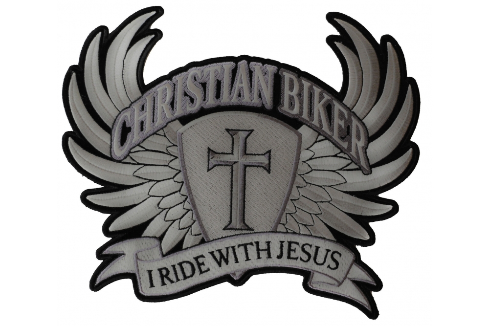 Christian Biker, I Ride With Jesus, Large Back Patch | Christian ...