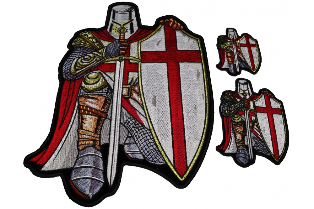 Set of 3 Small and Large Crusader Knight in Red Cape Patches ...