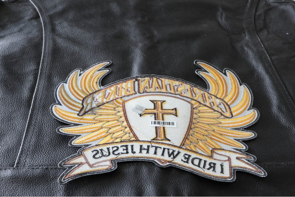 Christian Biker I Ride With Jesus Large Back Patch | Christian Patches ...