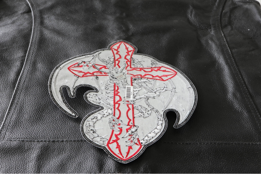 Dragon Skeleton Wrapped Around Cross Large Back Patch | Christian ...
