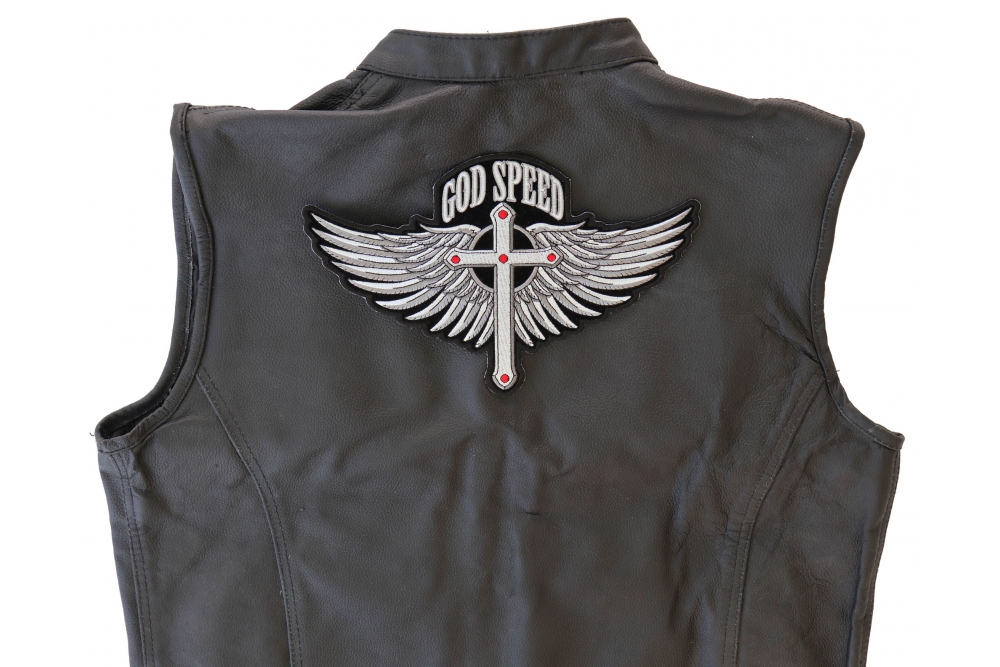God Speed With Cross and Wings, Large Christian Back Patch | Christian ...