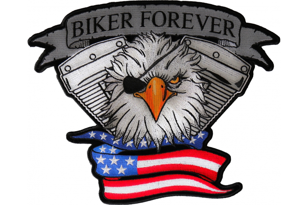 Biker Forever Eagle Large Back Patch - TheCheapPlace
