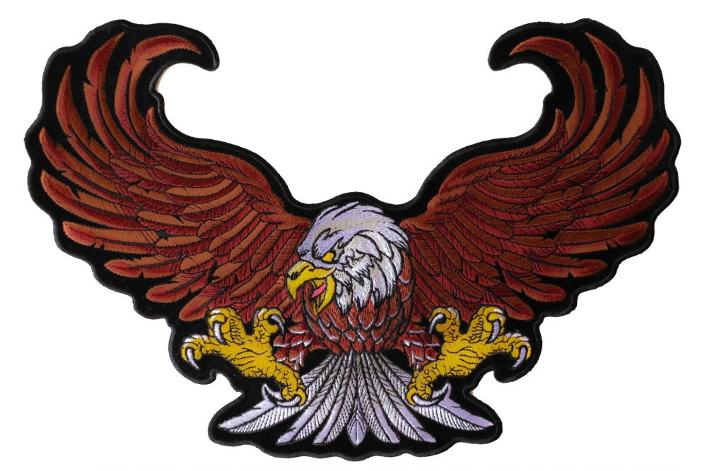 Brown Eagle Embroidered Iron on Biker Patch - TheCheapPlace