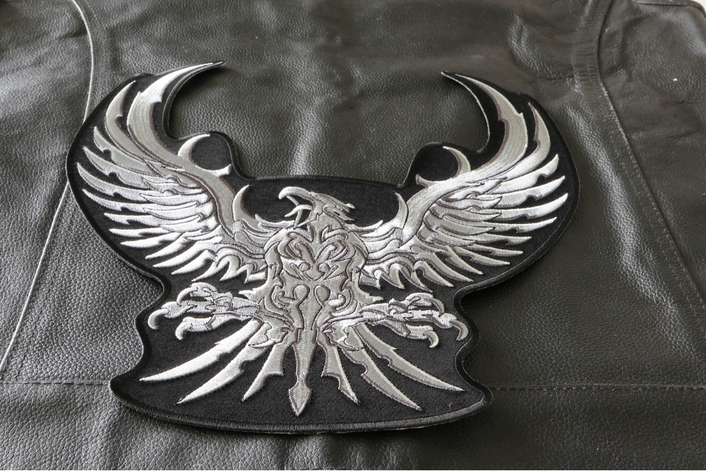 Silver Screaming Eagle With Raised Wings Large Back Patch | Eagle ...