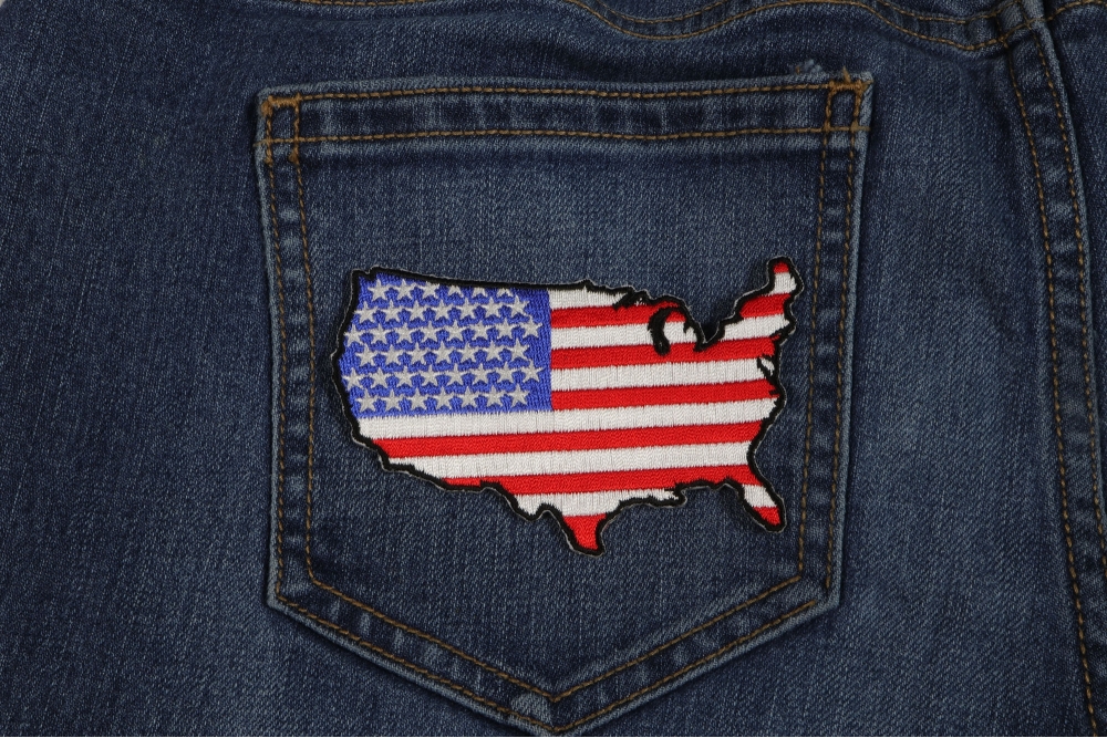 Unites States Map With US Flag Patch | Vintage US Flag Patches ...