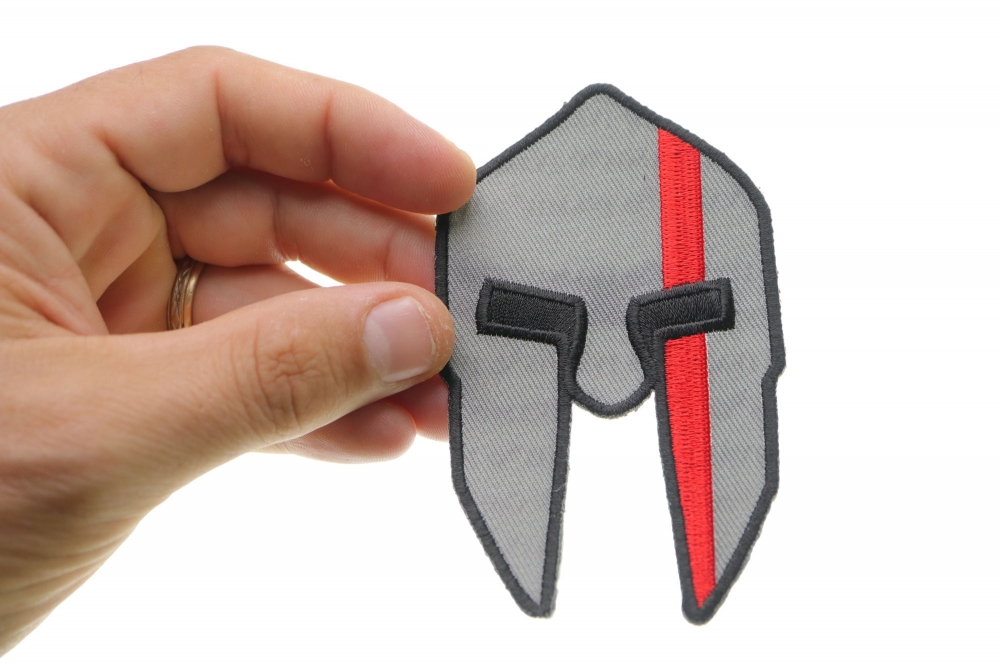 Spartan Helmet Red Line Firefighter Patch