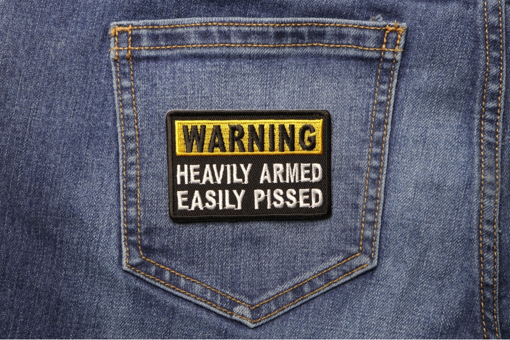 Warning Heavily Armed Easily Pissed Patch | Funny Patches -TheCheapPlace