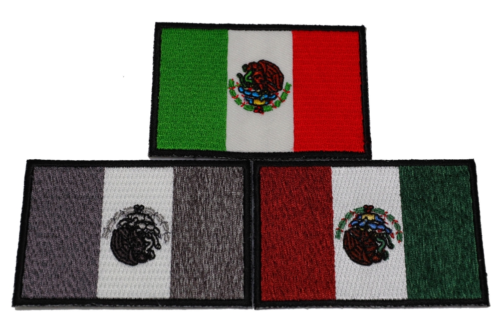 Set of 3 Mexican Flag Patches in different colors - TheCheapPlace