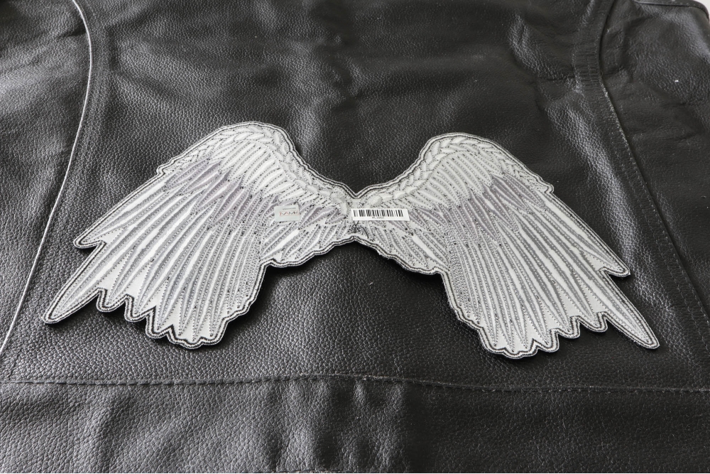Angel Wings Beautifully Embroidered In Gray Large Back Patch | Angel ...