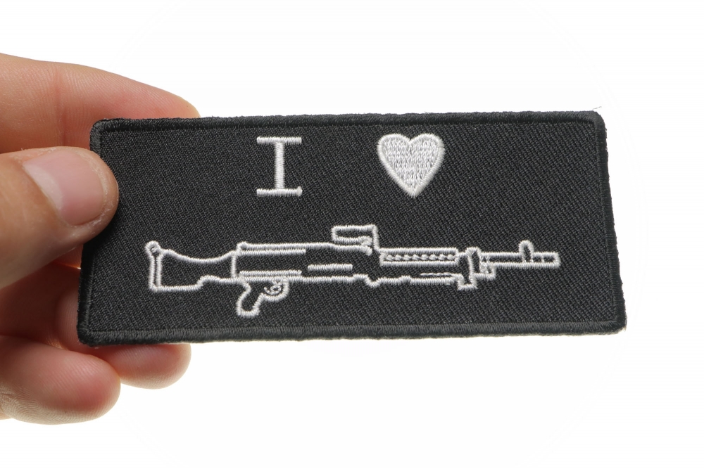 I Heart Machine Gun Patch | Embroidered Patches