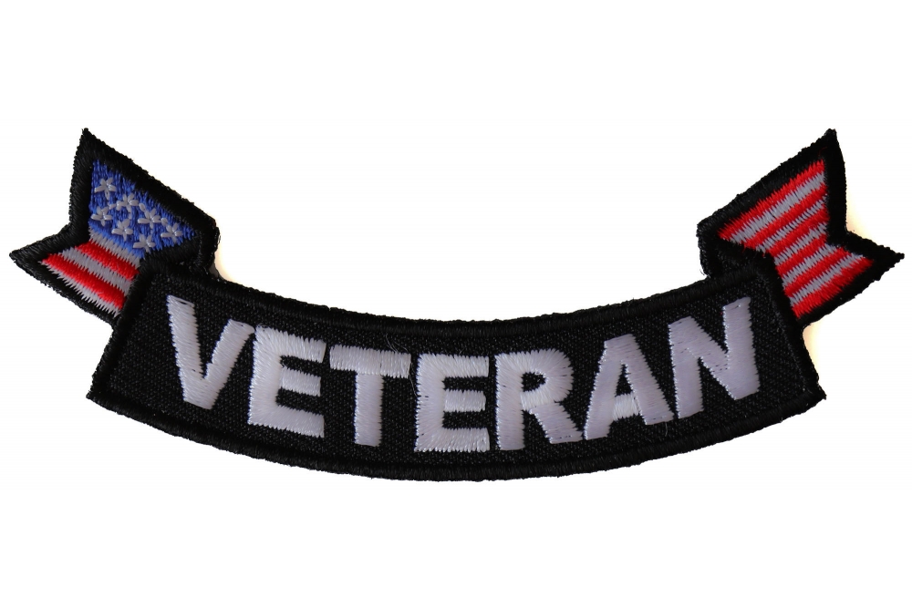 Veteran Lower Rocker with US Flag Small Patch - TheCheapPlace