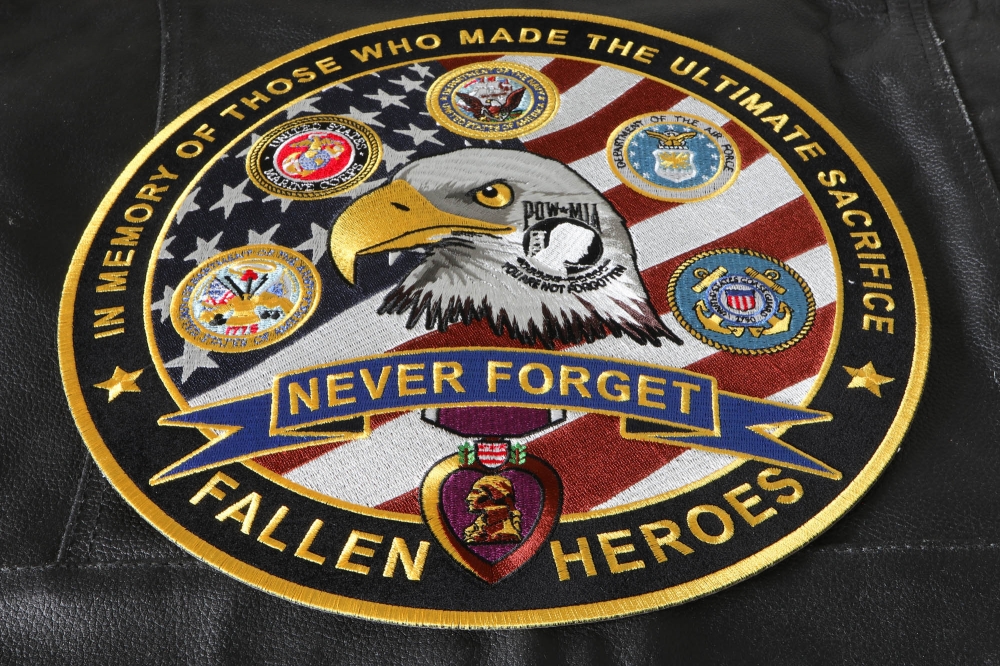 In Memory Of Our Fallen Heroes NEVER FORGOTTEN Large Back Patch ...