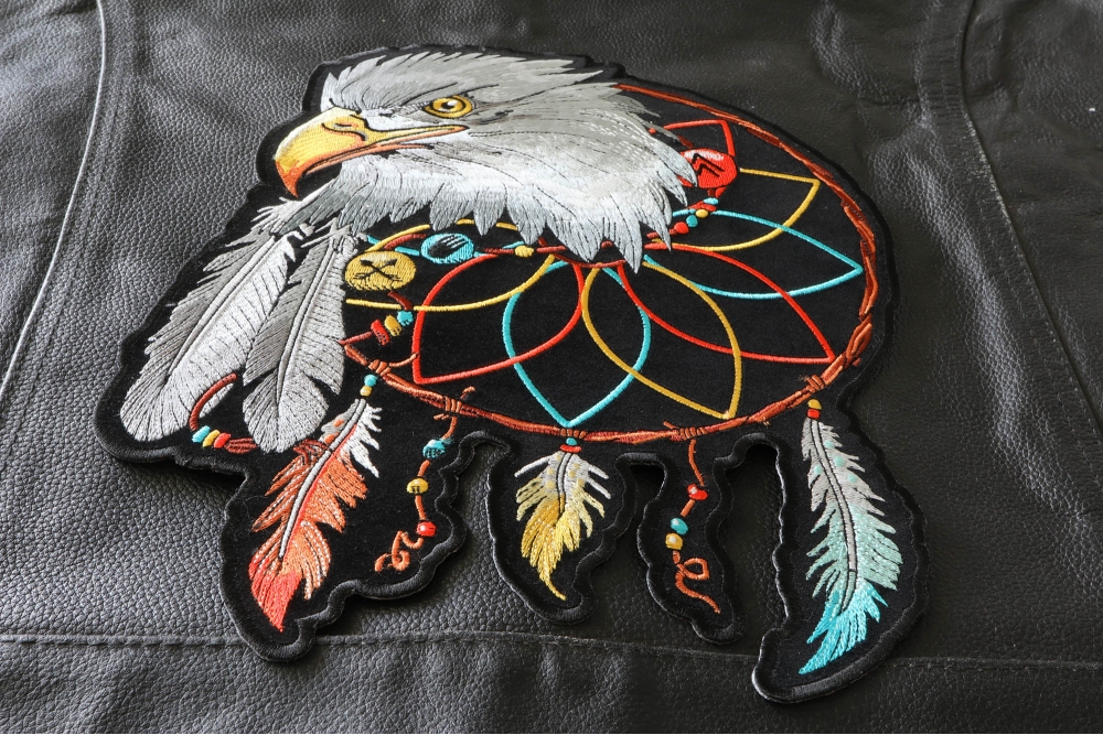 Eagle and Feathers: Tribal Dreamcatcher Patch Iron on Large Back Patch ...