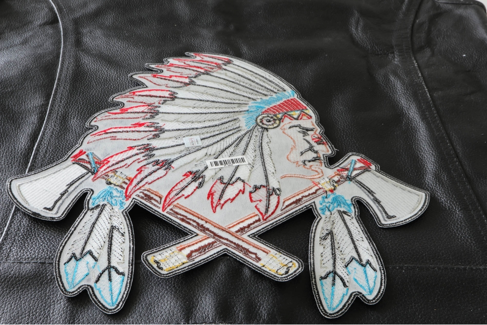 Indian Head Dress Axes and Feathers Large Back Patch | Native American ...