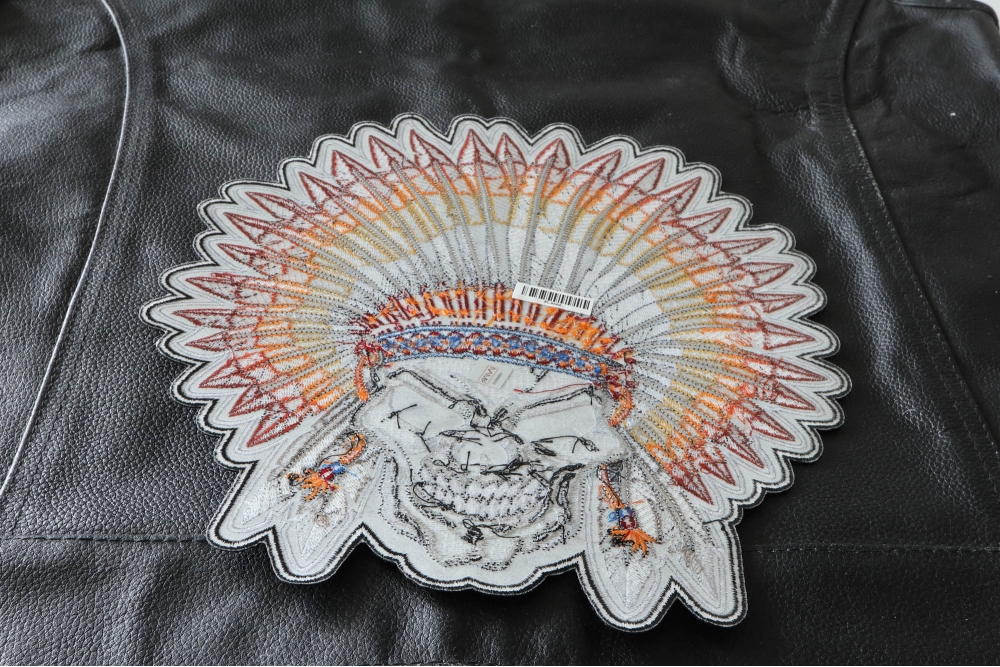 Skull With Indian Head Dress Large Back Patch | Native American Indian ...