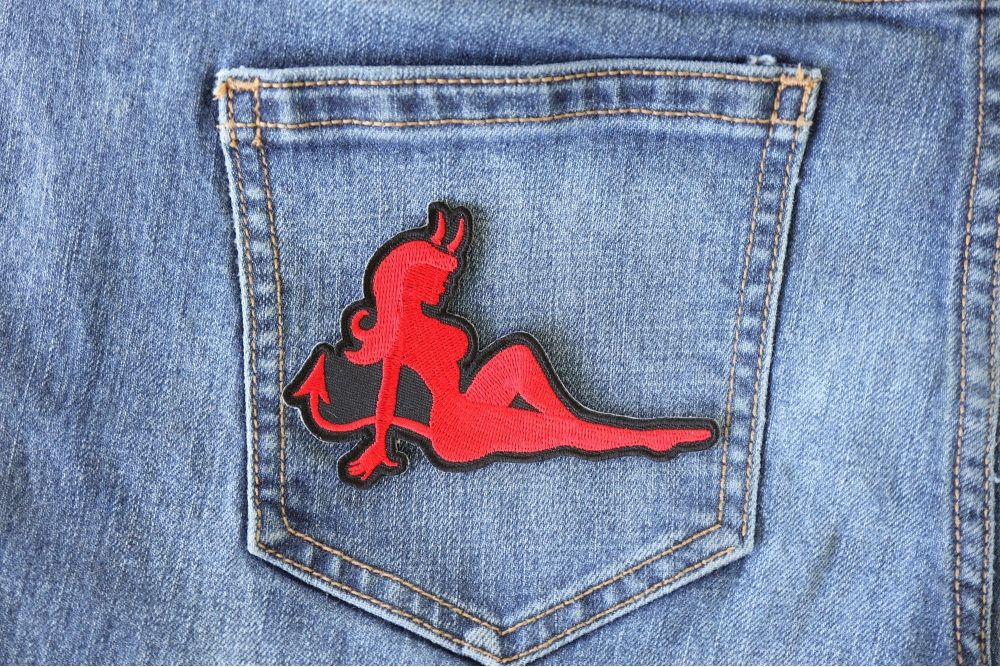 Red Devil Girl Novelty Iron on Patch - TheCheapPlace