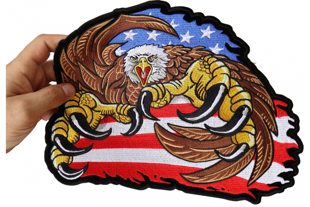 Big Claws Eagle Large Embroidered Patriotic Iron on Patch - TheCheapPlace