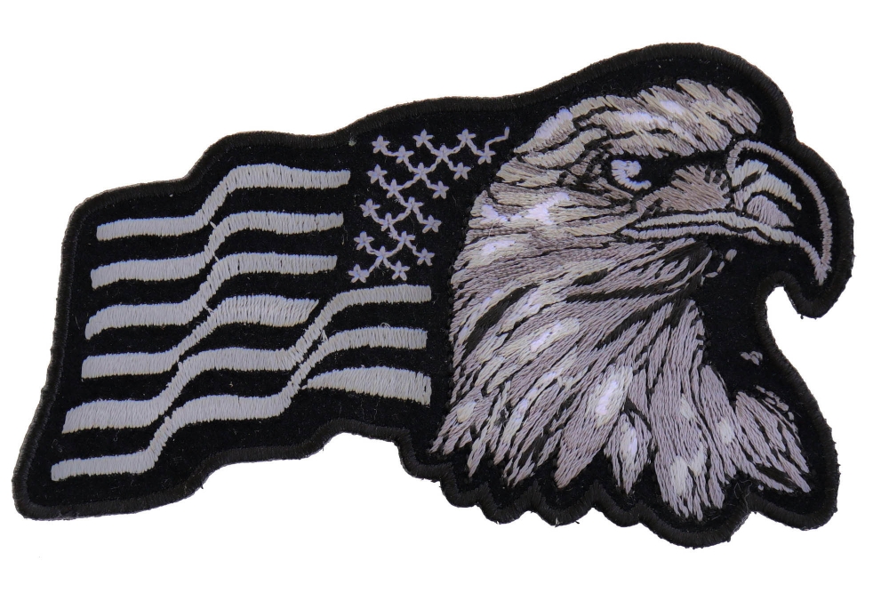 Silver Eagle US Flag Facing Right Patch | Patriotic Patches -TheCheapPlace
