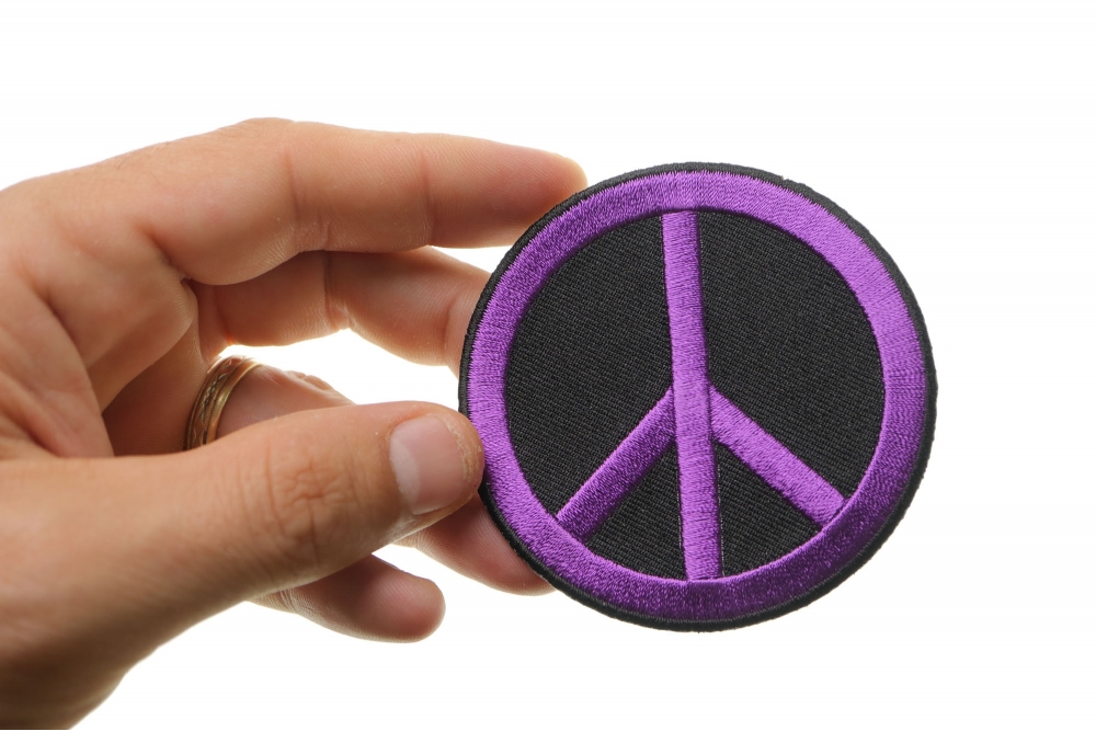 Peace Sign Patch Purple On Black