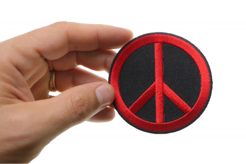 Peace Sign Patch Red On Black