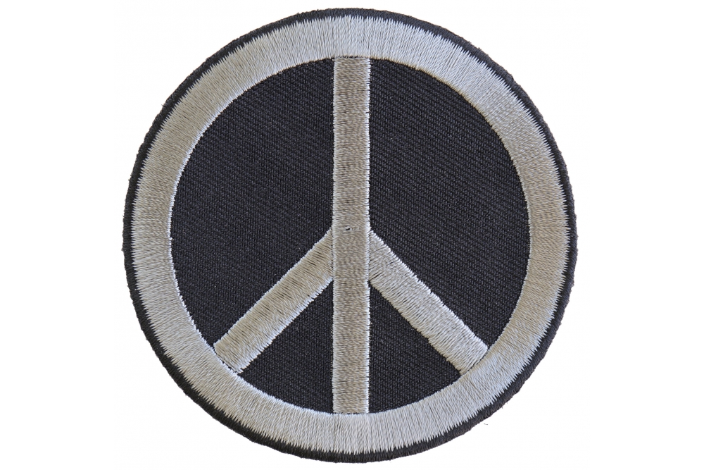 Peace Sign Patch Gray On Black | Peace Patches -TheCheapPlace