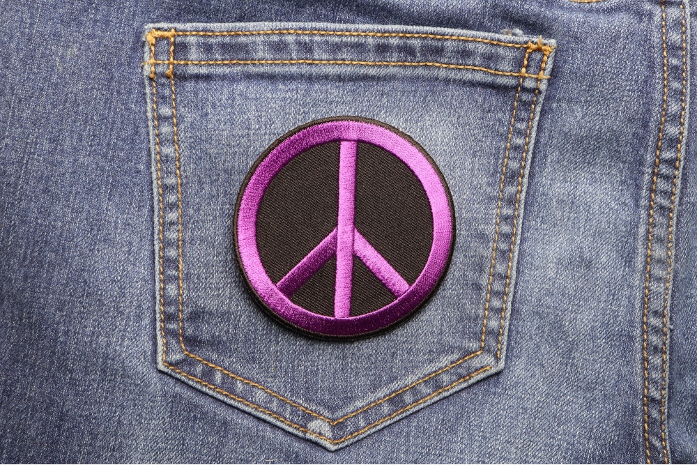 Peace Sign Patch Purple On Black