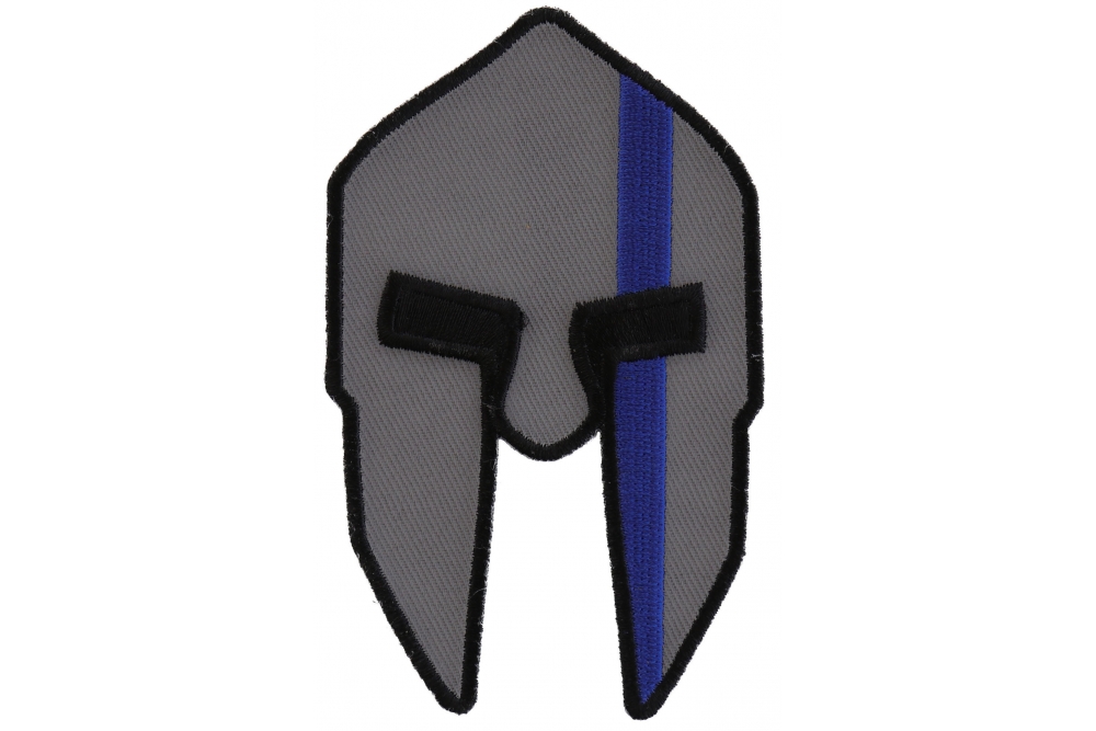 Spartan Helmet Blue Line Police Patch | Police Patches -TheCheapPlace