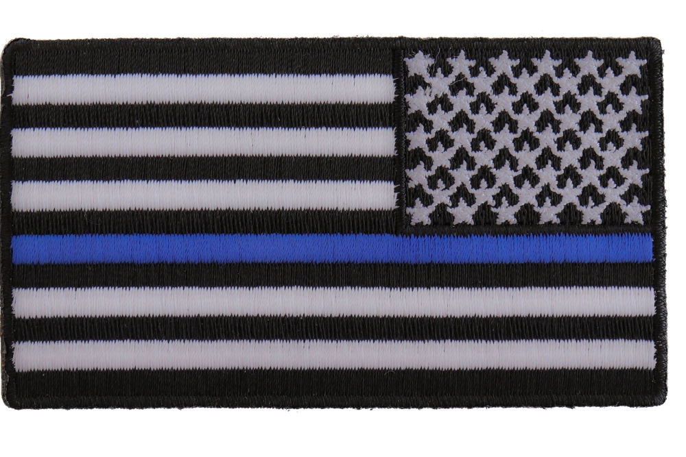 Thin Blue Line American Flag Reversed Patch | Police Patches -TheCheapPlace