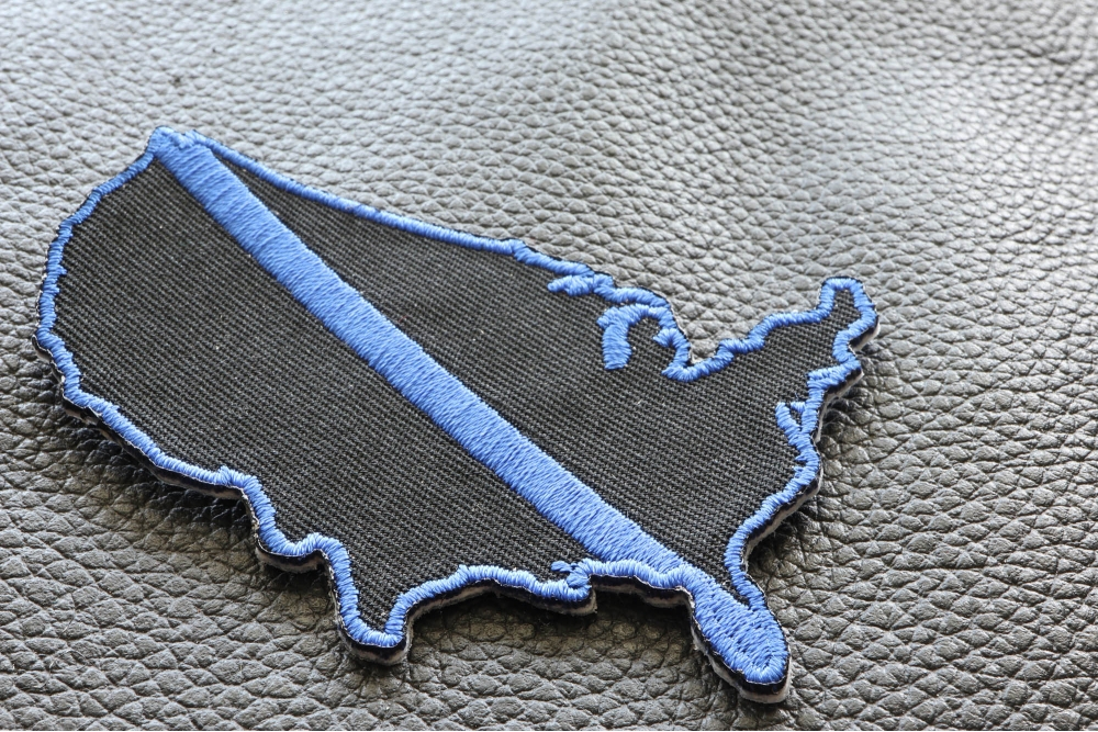 Blue Line US Map Police Iron on Patch - TheCheapPlace